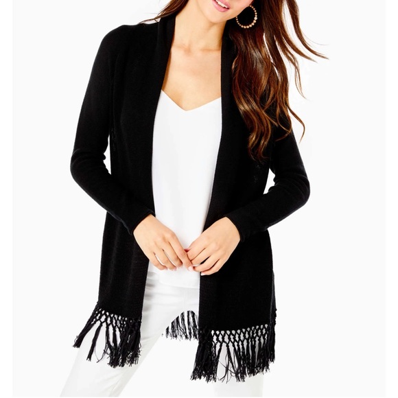 Lilly Pulitzer | Sweaters | Lilly Pulitzer Black Tatum Cardigan Scallop ...